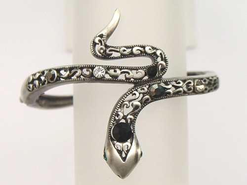 Antique Inspired Jet Rhinestone Snake Cuff Bracelet -- Antique Price ...
