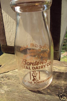 Borden's Half Pint Delivery Boy Brown TRP Milk Bottle -- Antique Price Guide Details Page