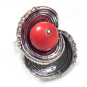 Red Coral Antique Metal Finish Cocktail Ring 2400661 -- Antique Price ...