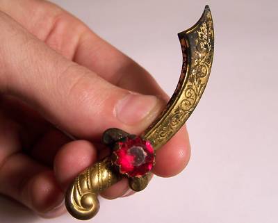 ANTIQUE RUBY RED RHINESTONE SHRINERS SWORD BROOCH PIN -- Antique Price ...