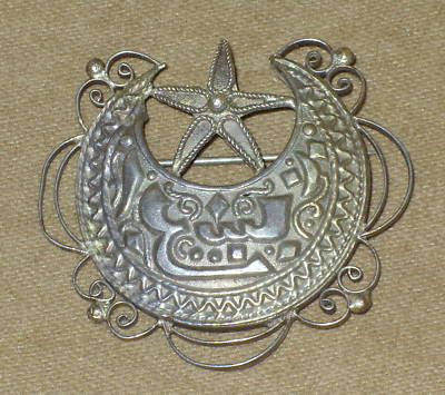 Antique Indo-Persian Islamic Moon & Star Silver Brooch -- Antique Price ...