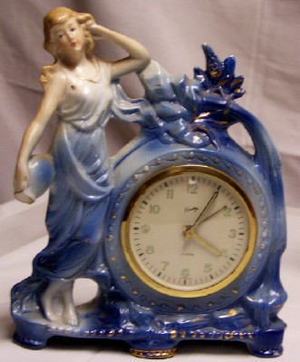 Antique German PORCELAIN FLOW BLUE CLOCK FRAME & Clock -- Antique Price ...