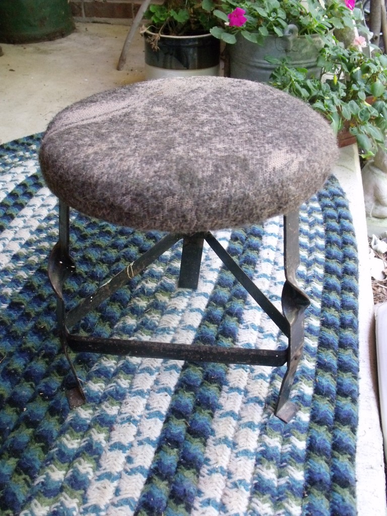 BEST Antique Iron Foot Stool Footstool Woven Wool Top -- Antique Price ...