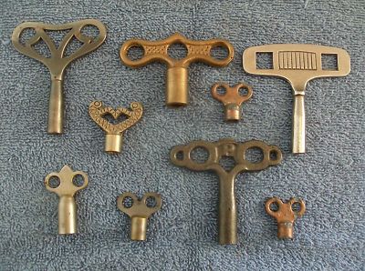 9 OLD ANTIQUE VINTAGE WINDING CLOCK KEYS TOOLS -- Antique Price Guide ...