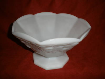 Large 8 Sided Milk White Glass Compote -- Antique Price Guide Details Page