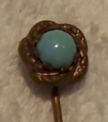 OLD STICK PIN TURQUOISE COLOR STONE WITH ANTIQUE GOLD -- Antique Price ...