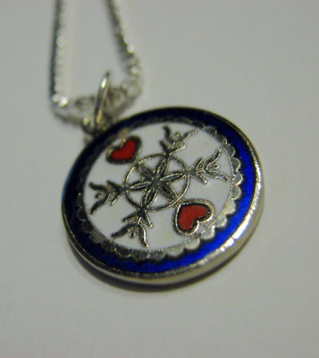 Antique VINTAGE DUTCH Hex Sign SILVER PENDANT w/chain -- Antique Price ...