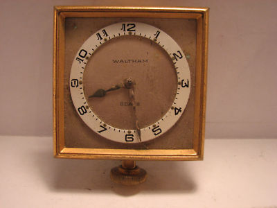 ANTIQUE SQUARE WALTHAM 8 DAY CAR CLOCK -- Antique Price Guide Details Page