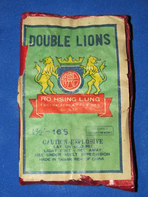 VINTAGE DOUBLE LIONS FIRECRACKER LABEL HO HSING LUNG -- Antique Price ...