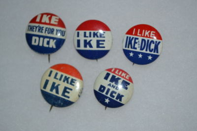 5 Dwight Eisenhower & Richard Nixon, 1953 Campaign Pins -- Antique ...
