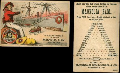 MAGNOLIA HAM VINTAGE TRADE CARD -- Antique Price Guide Details Page