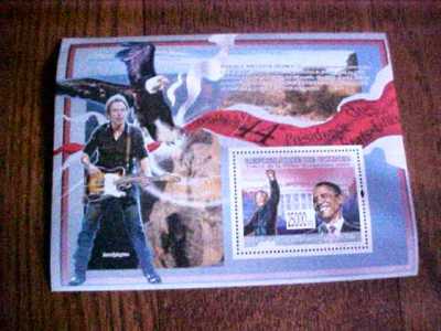 Barack Obama Bruce Springsteen New Guinea Stamp NEAT -- Antique Price ...