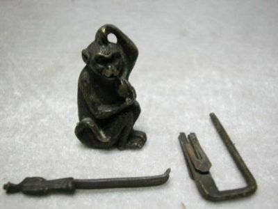 RARE Chinese old style Brass Carved MONKEY lock Withkey -- Antique ...