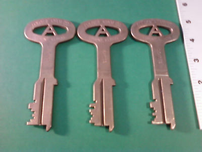 3 Vintage Folger Adam Brass Jail / Prison Keys -- Antique Price Guide ...