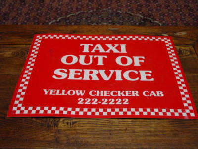 Taxi Service Sign Yellow Taxi Checker Cab Sign 2 Sided -- Antique Price ...