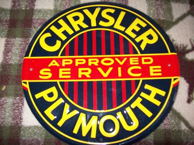 Chrysler Plymouth Automobile Service Round Tin Sign -- Antique Price ...