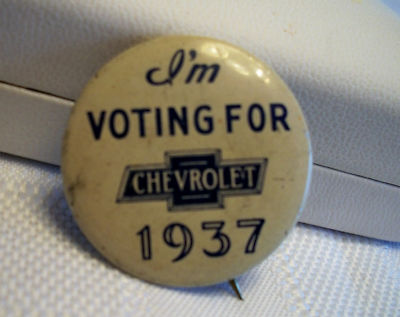 Original 1937 Chevrolet Chevy Pin Back Button Vintage -- Antique Price ...