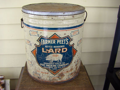 Large 50 LB Vintage Farmer Peets Tin Lard Can -- Antique Price Guide ...