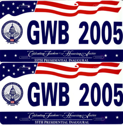 2005 BUSH INAUGURATION POLITICAL LICENSE PLATE SET -- Antique Price ...