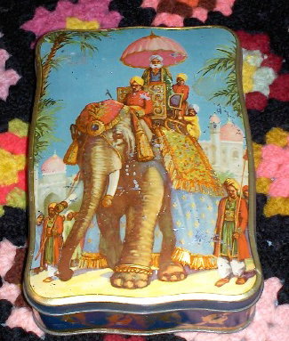 Vtg GEORGE HORNER Toffee TIN India Elephant Litho art -- Antique Price ...