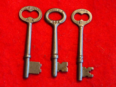 3 ANTIQUE SKELETON KEYS SIGNED"SARGENT-CORBIN-LOCKWOOD" -- Antique ...