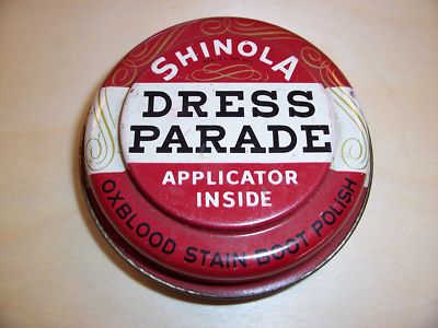 SHINOLA tin can DRESS PARADE oxblood stain w nice lid -- Antique Price ...