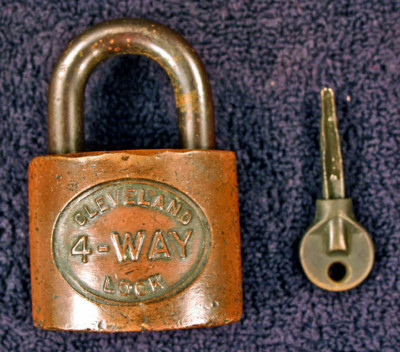 ANTIQUE CLEVELAND 4-WAY LOCK WITH THE ORIGINAL KEY -- Antique Price ...