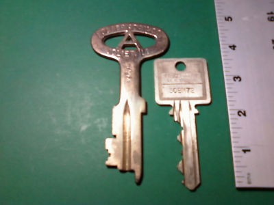 2 Vintage Brass Folger Adam Jail / Prison Keys -- Antique Price Guide ...