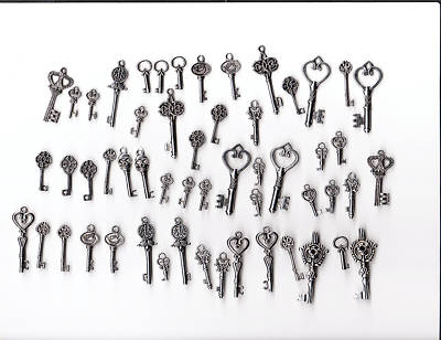 50 Silver Antique Skeleton keys Replica Assorted Style -- Antique Price ...