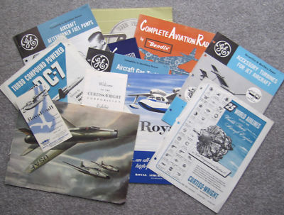12 Different Old 1950's Aircraft & Engine Brochures -- Antique Price ...