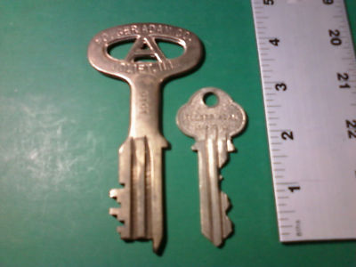 2 Vintage Brass Folger Adam Jail / Prison Keys -- Antique Price Guide ...