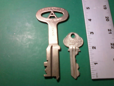 2 Vintage Brass Folger Adam Jail / Prison Keys -- Antique Price Guide ...
