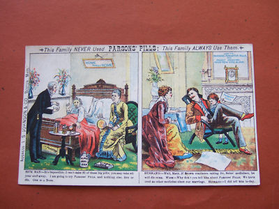 Victorian Parson Pill Trade Card Family Used Parsons -- Antique Price ...