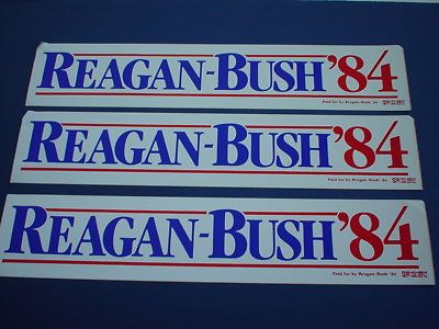 1984 ELECTION Ronald REAGAN George BUSH Bumper Sticker -- Antique Price ...
