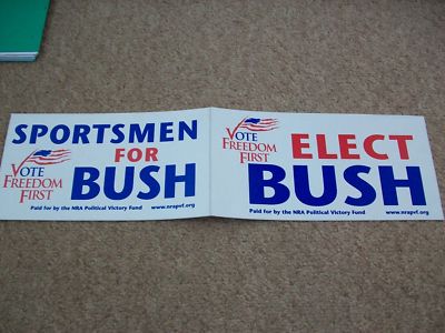 Presidential Car sticker Bush NRA paid Sportsmen 4 Bush -- Antique ...