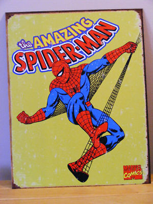 NEW- THE AMAZING SPIDER-MAN RETRO TIN SIGN 12.5" X 16" -- Antique Price ...