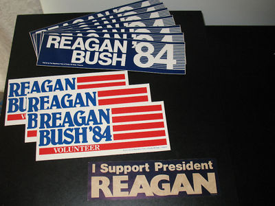 Lot of 11 Reagan Bush 1984 Bumper Stickers -- Antique Price Guide ...