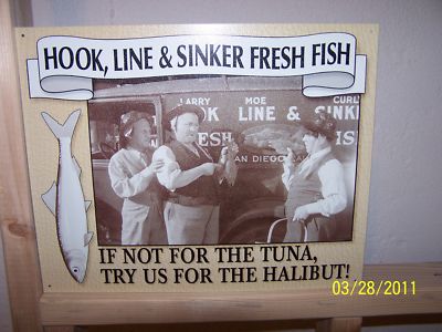 3 Three Stooges Fresh Fish Collectible Tin Sign -- Antique Price Guide ...