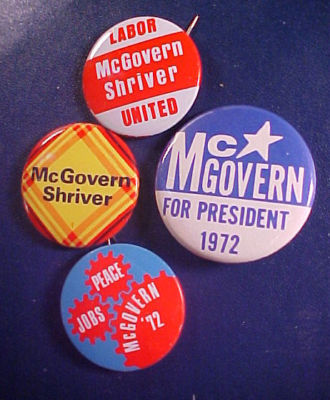 LOT Button 1972 Pinback McGOVERN Pin+LABOR UNION pins -- Antique Price ...