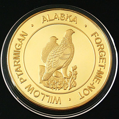 U.S State Alaska 24K Gold-Plated Commemorative Coin U49 -- Antique ...