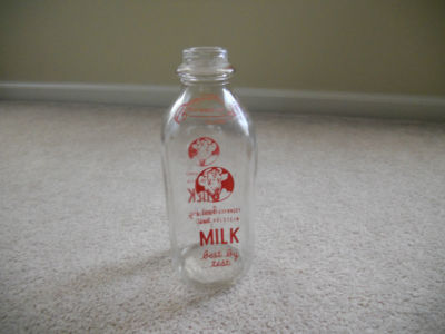 Vintage Glass Milk Bottle Freeman's Bessie the Cow -- Antique Price ...