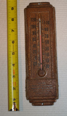 Vintage Outdoor Thermometer with Advertising and Rust -- Antique Price ...