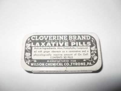 Antique Cloverine Brand Laxative Pills Tin -- Antique Price Guide ...
