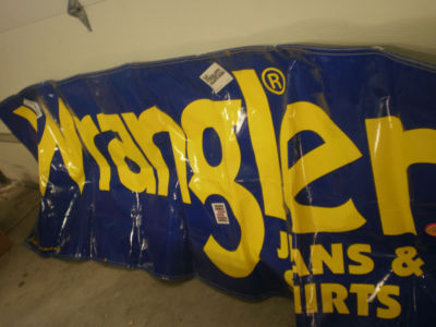 LARGE 120" X 36" WRANGLER HEAVY PLASTIC BANNER -- Antique Price Guide ...