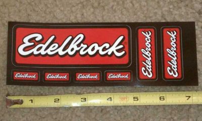 Edelbrock Hot Rod 7 piece sticker set -- Antique Price Guide Details Page
