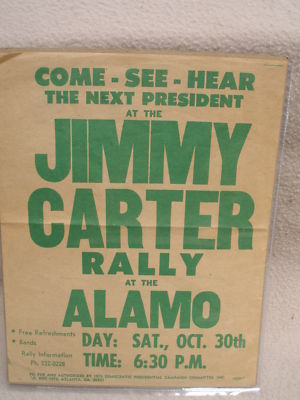 Original 9"x11" Paper 1976 Vintage Jimmy Carter Rally At the Alamo ...