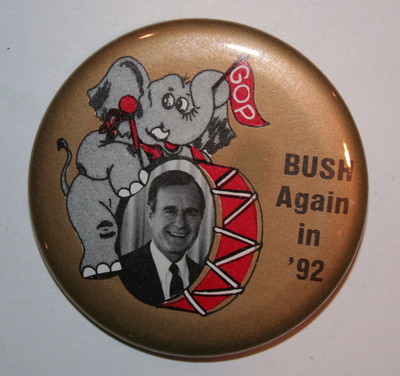 1992 George Bush "Bush Again in '92" Picture Drum Campaign Button ...