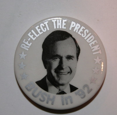 1992 Bush "Re-Elect The President" Picture Campaign Button Political ...