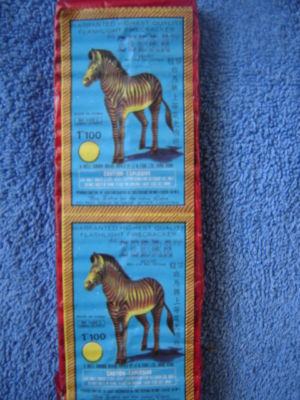 DOT Class C Zebra brand firecracker label 1" 100's -- Antique Price ...