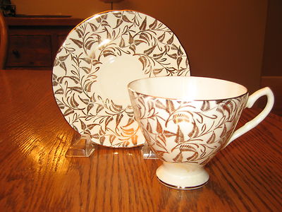 English Castle Tea Cup and Saucer GOLD leafing hand painted made in ...